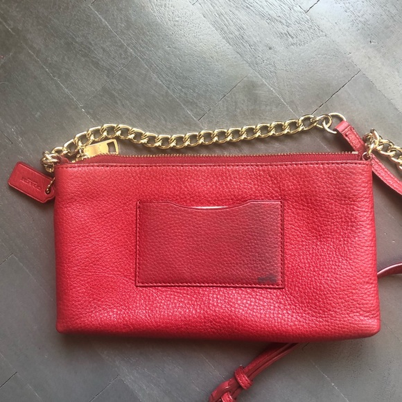 Coach | Bags | Coach Slim Red Crossbody With Gold Chain | Poshmark
